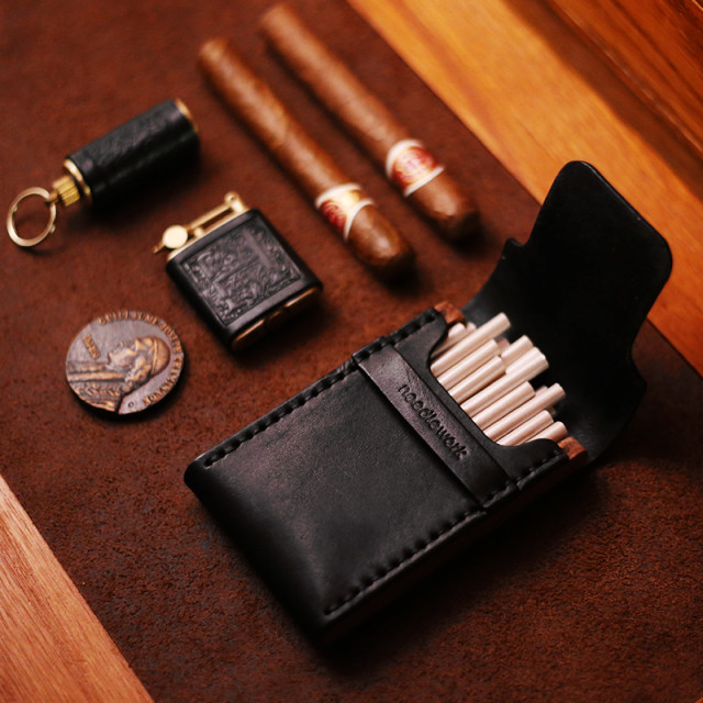Two-pin and one-line cigarette box, solid wood portable box with 20 ...