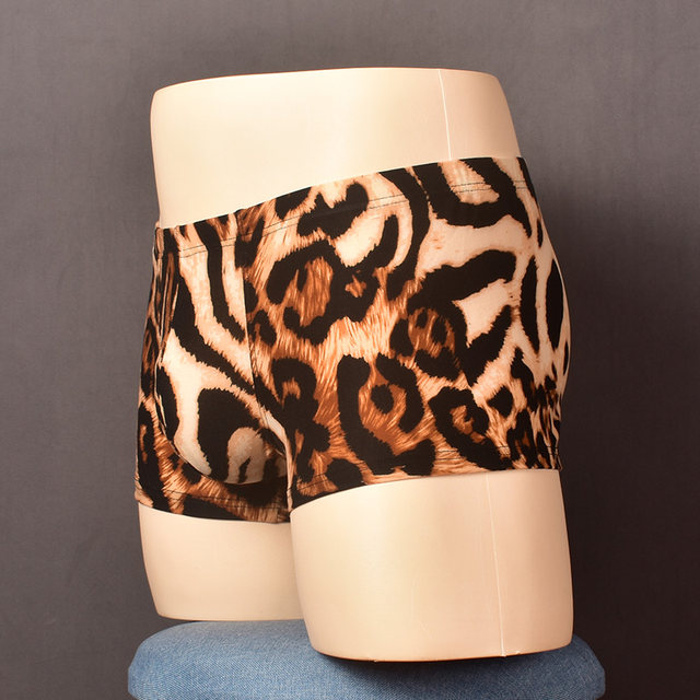 Men's fashionable leopard print boxer briefs, low-waisted single-layer ...