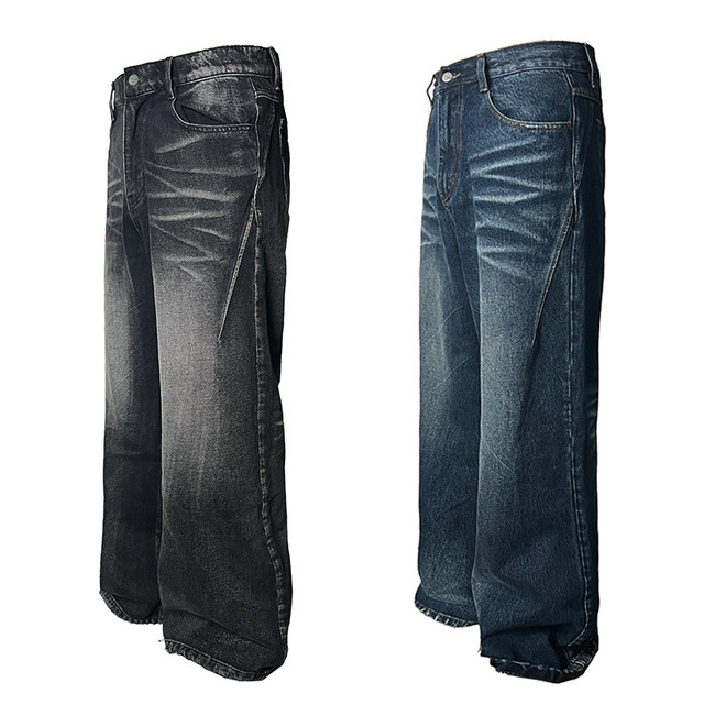 JCAESAR 23SS WAVE WHISKER DENIMS water ripple jeans, loose straight leg ...