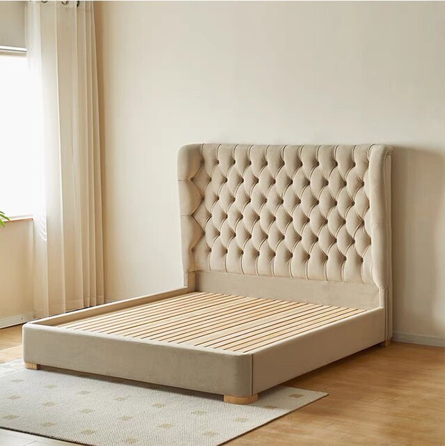 French light luxury pull bed 1.8 meters princess bed high -back villa ...