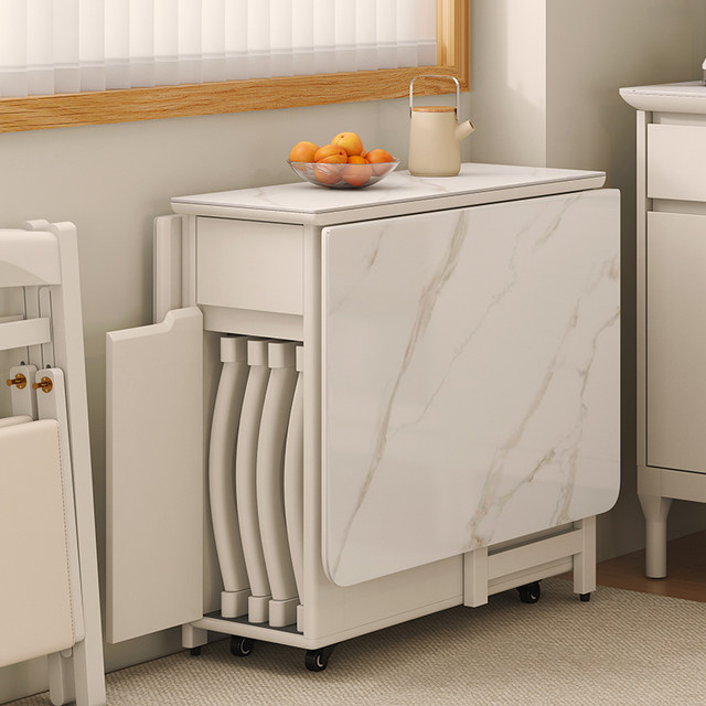 Solid wood folding dining table Small apartment rock panel table and ...