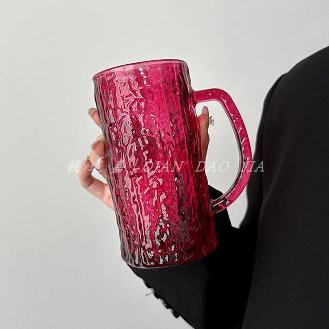 ins style rose red with bark pattern glass cup simple high-looking ...