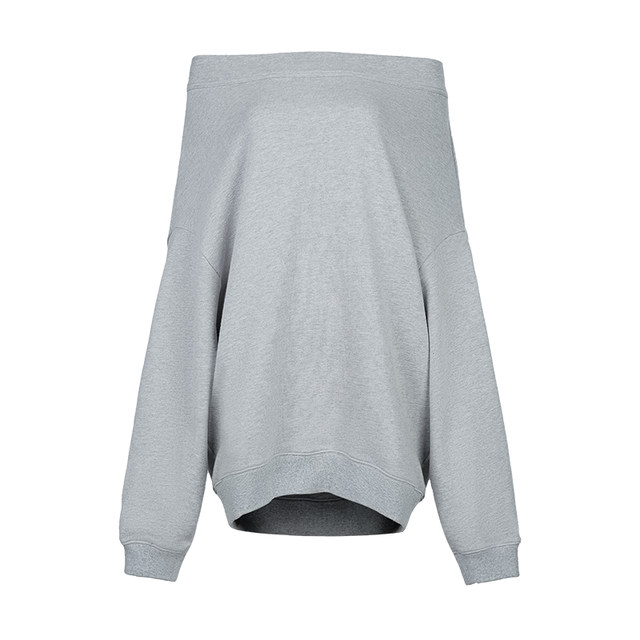 Bettychow Egyptian cotton -wide neck off -shoulder gray sweater ...