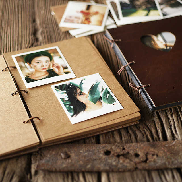Leather hollow love travel DIY handmade album retro phase thin creative ...