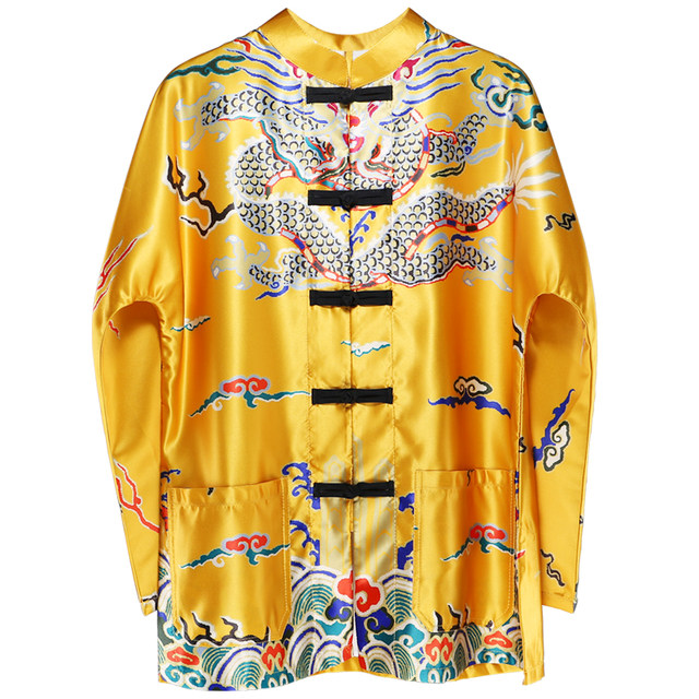 Tang suit men's long-sleeved tand-buttoned stand collar loose retro men ...