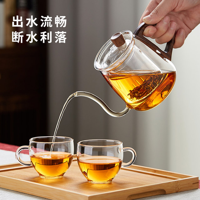 Glass teapot high temperature resistant thickened tea water separation ...