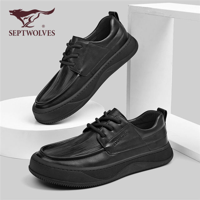 Septwolves commuter leather shoes men's winter new British top layer ...