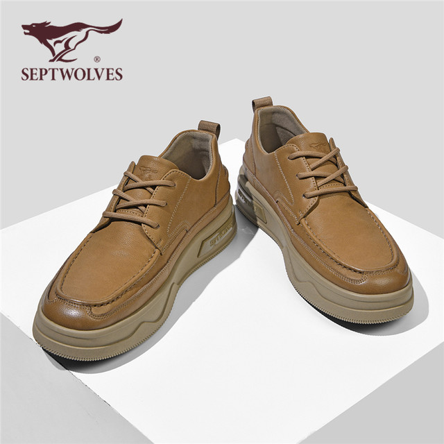 Septwolves casual leather shoes men's sneakers 2025 winter new British ...
