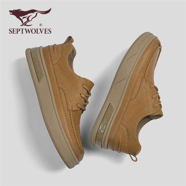 Septwolves casual leather shoes men's sneakers 2025 winter new British ...