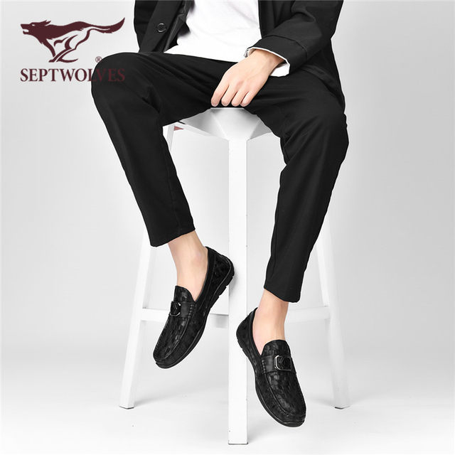 Septwolves Slip-On Beanie Shoes Winter New Black Loaf Toe Layer Cowhide ...