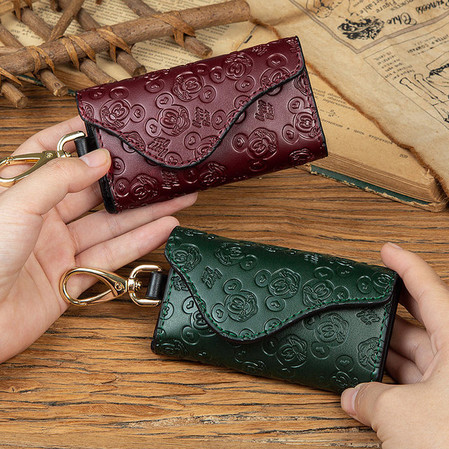 Cowhide car key bag for women cute cartoon fashionable high-end ...