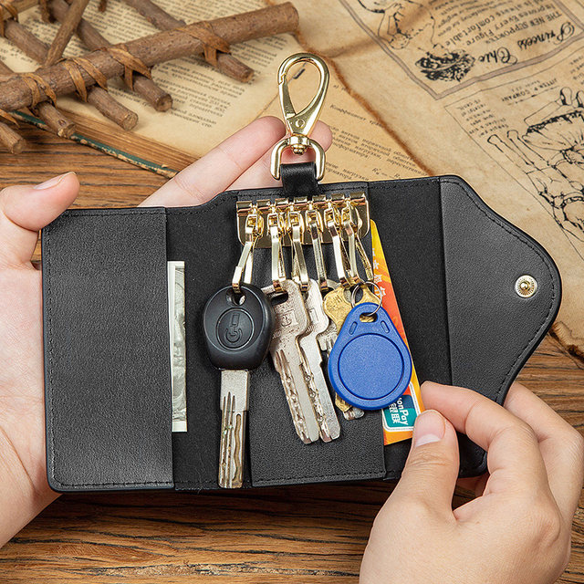 Cowhide car key bag for women cute cartoon fashionable high-end ...