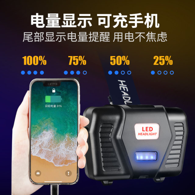 Shuosen head-mounted strong bald headlight charging super bright ...