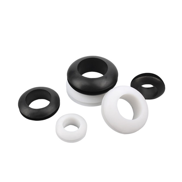Rubber double-sided protective coil white and black round hole through ...