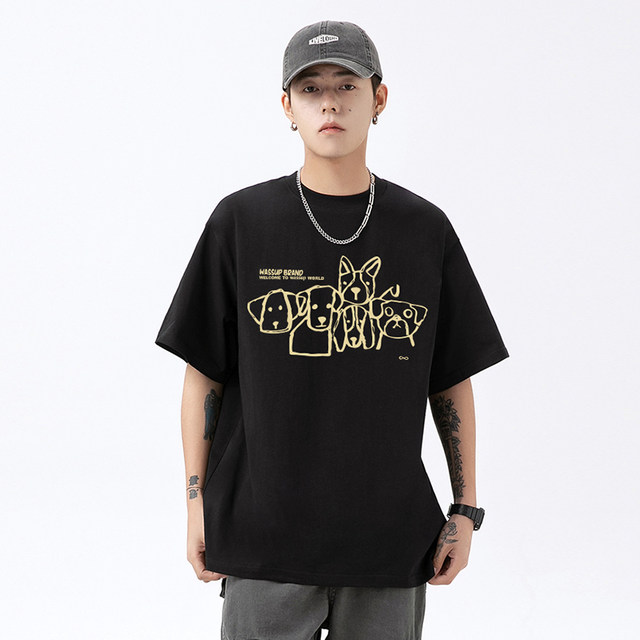 WASSUP heavyweight trendy brand short-sleeved T-shirt men's summer 24 ...