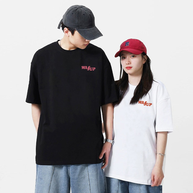 WASSUP trendy brand heavyweight pure cotton 280g letter logo T-shirts ...