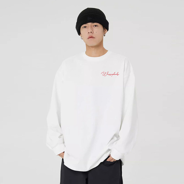 WASSUP trendy brand American letter long-sleeved T-shirt for men and ...