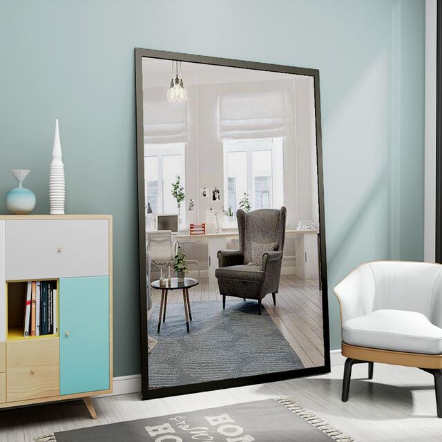 Solid wood retro dressing mirror, clothing store, slim fitting mirror ...