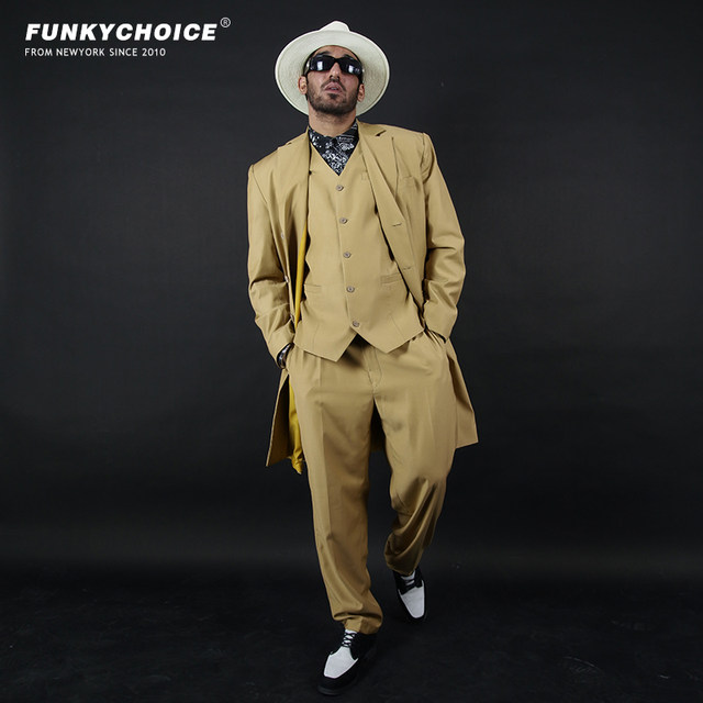 Camel hip -hop Popping mechanical dance custom medium -long suits vest ...