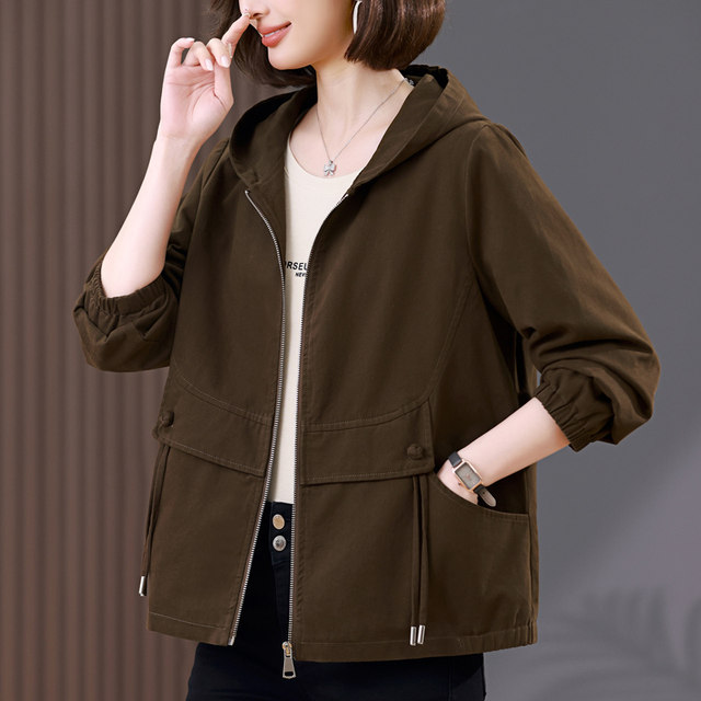 Pure cotton hooded short outer set female 2024 spring and autumn new ...