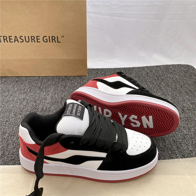 Shoes men's thick bottom black red niche bread shoes Ins2024 winter new ...