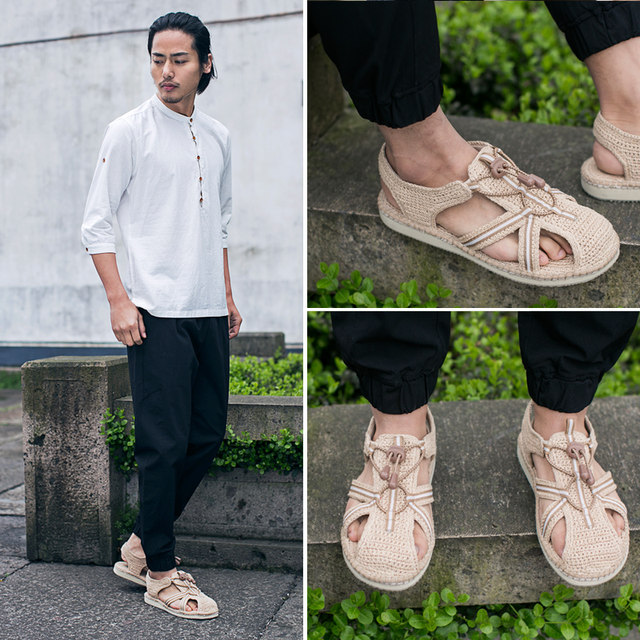 Desert line intangible cultural heritage hemp straw sandals men's ...