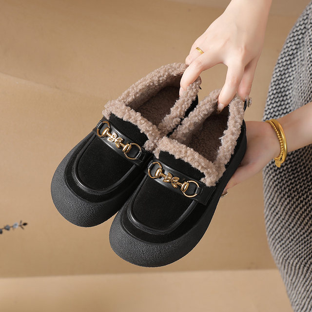 Big size women's shoes with leather shoes in autumn and winter new ...