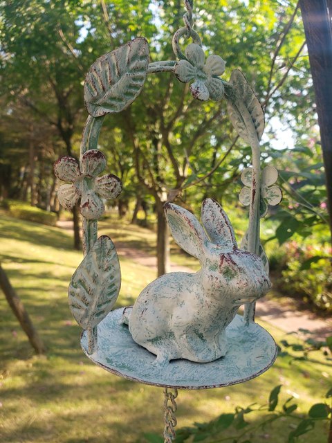 Cast iron iron retro rabbit wind chime decorative ornament courtyard ...