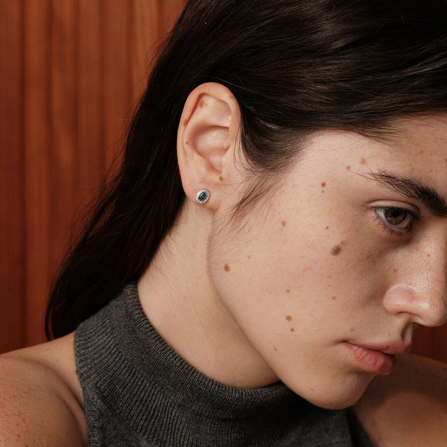 sanswood Senwu Light luxury Prussian blue mossanite earrings temperament high-end sterling ...