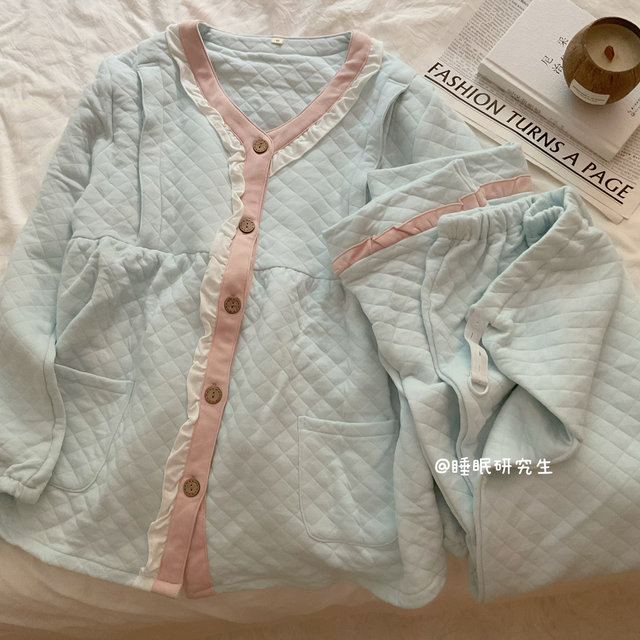 Autumn and winter new female pajamas pure cotton confinement after ...
