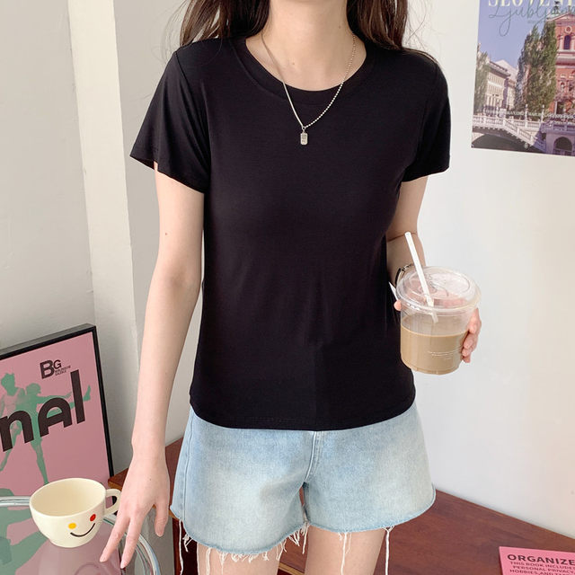 White short -sleeved T -shirt Female Xia Modal thin outer wearing a ...