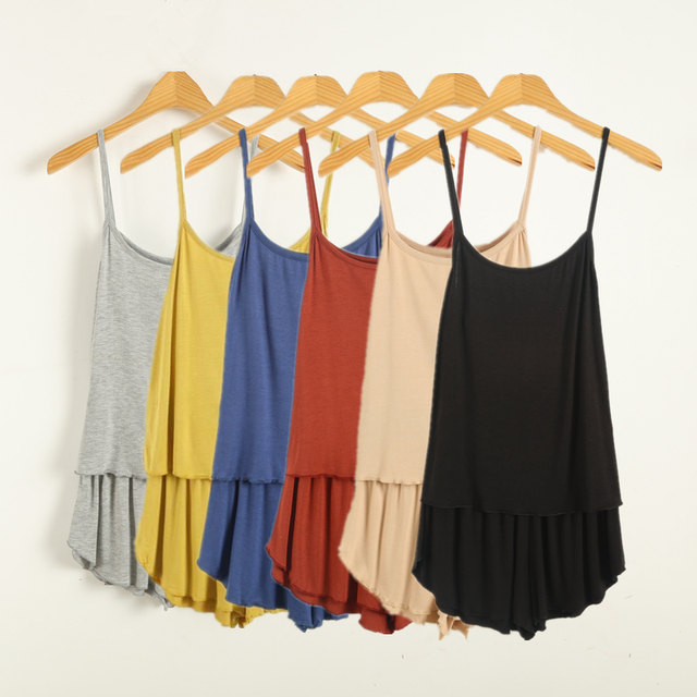 2023 New Women's Summer Skin Modal Bottom Strait Skin Short Set Large ...