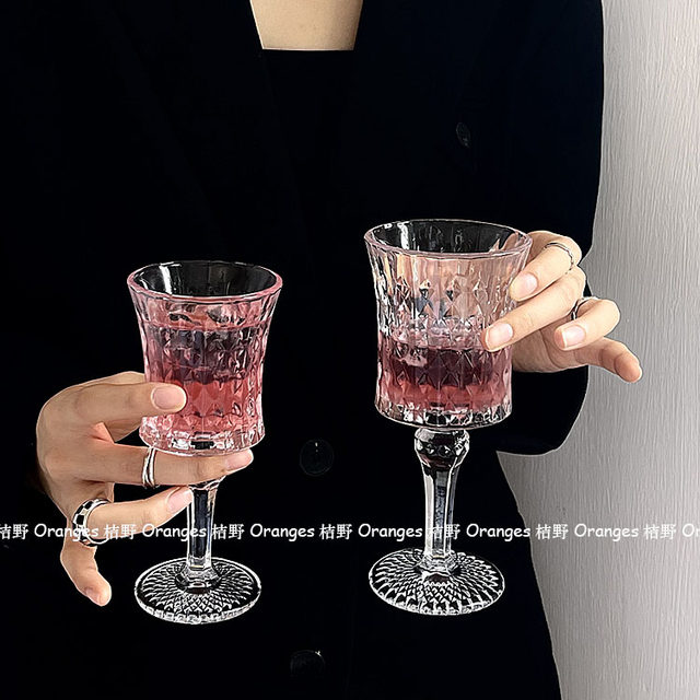 French elegant ins transparent goblet high-value champagne glass red wine glass juice cup ...