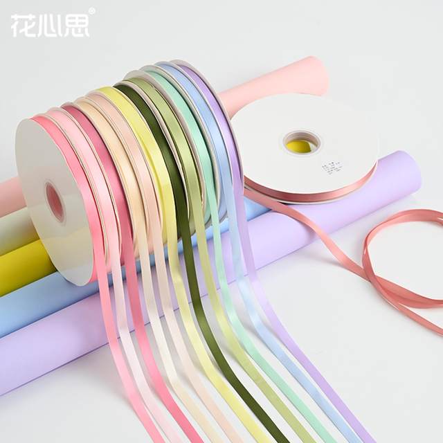 1cm macaron polyester solid color ribbon flower beam decorative ...