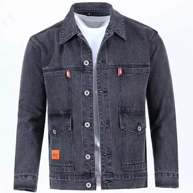 Spring and Autumn New Multi-Pocket Denim Jacket Men's Business High-end ...