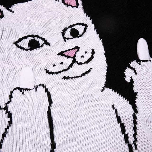 American tide brand RIPNDIP Ling Cat Middle Finger Cat sweater knitwear ...