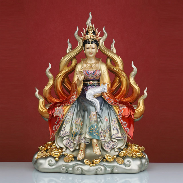 Pure copper Nine-Tailed Empress and Nine Girls God Statue Qingqiu Daji ...