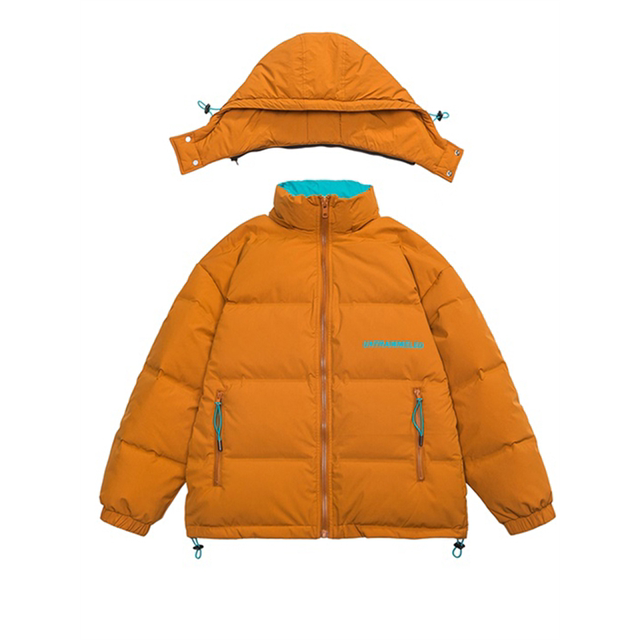 Detachable hood green bread down jacket men's plus size plus fat plus ...