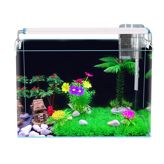 Hot-bent glass fish tank tabletop water-free ecological mini fish tank ...