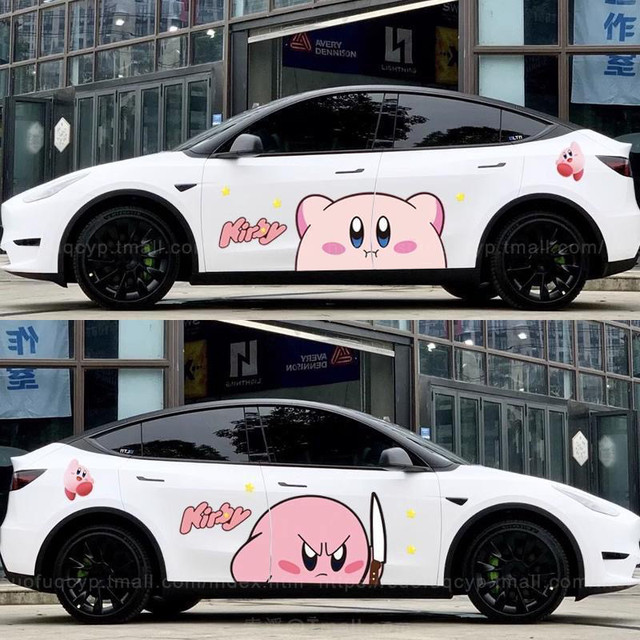 Kirby Car Sticker Cute Cartoon Car Sticker Modified Car Body Latte ...