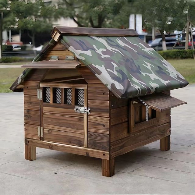 Outdoor Dog House Outdoor Indoor Rainproof and Sunproof Solid Wood Pet ...