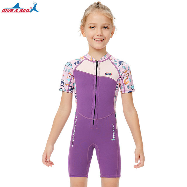 New children's warm winter swimsuit one-piece short-sleeved 2.5MM ...