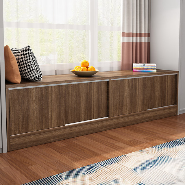 Solid wood balcony storage cabinet, sun protection bay window cabinet ...