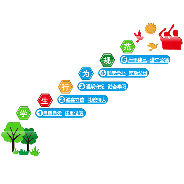 Campus cultural decoration Civilized slogan 3D three -dimensional ...