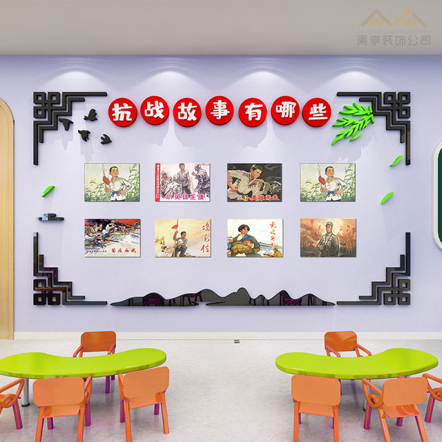 Campus culture ancient poetry border bar wall stickers kindergarten ...