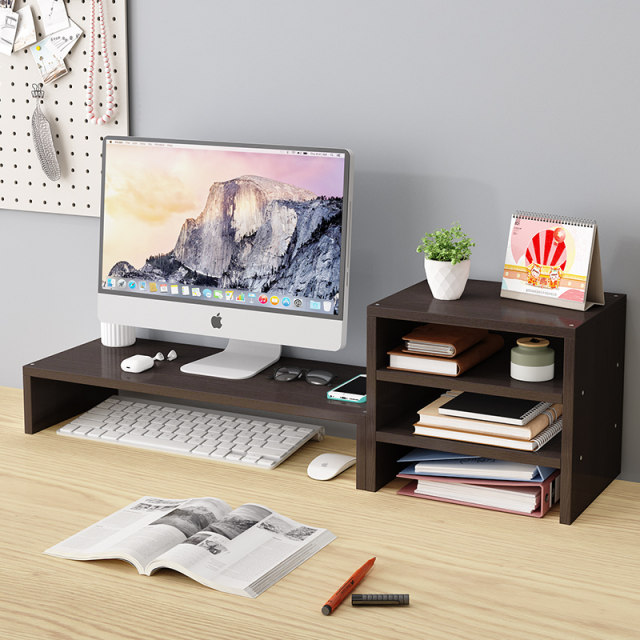 Computer monitor screen elevated base desktop keyboard organizer ...
