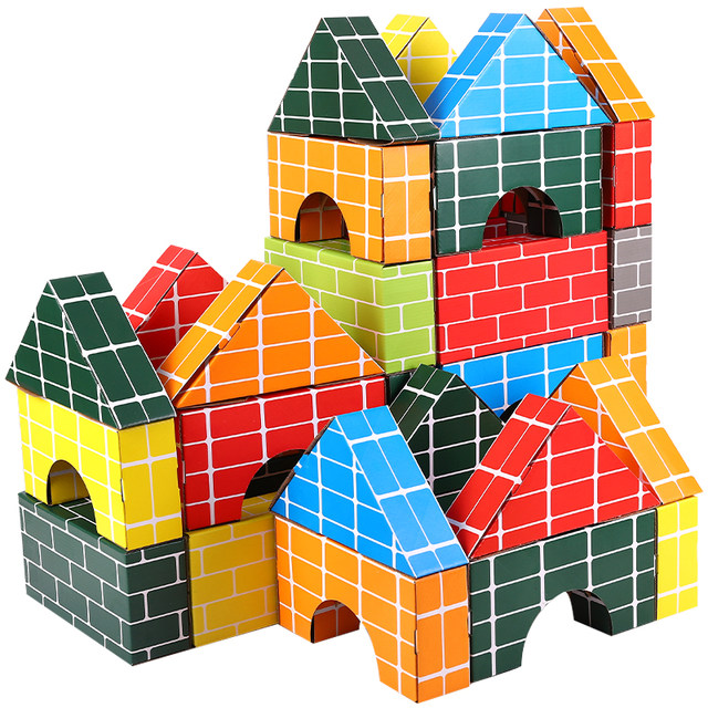 Color simulated paper brick DIY kindergarten children's patchwork of ...