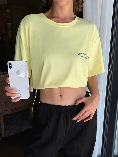 NEVA HU American short-sleeved short T-shirt for women loose 2025 ...