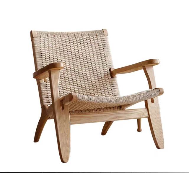 Solid wood INS rattan northern European saddle chair balcony leisure ...