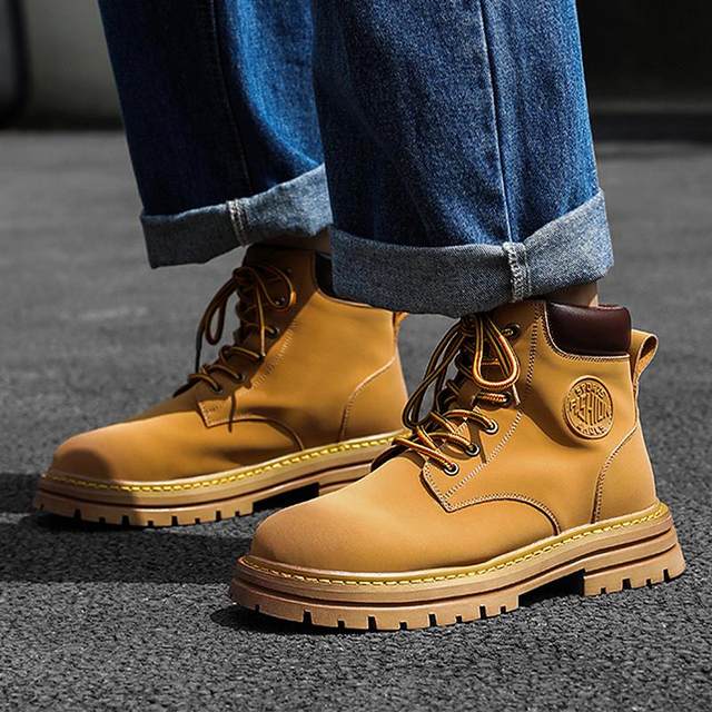 Autumn Large Size Martin Boots 45 Couple Big Yellow Boots 46 Men's ...